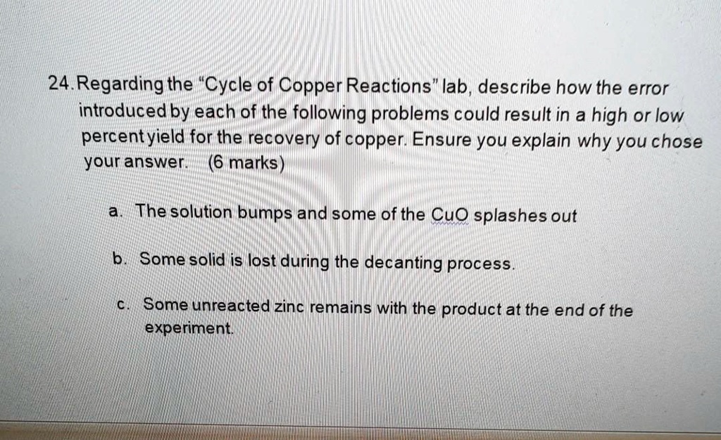 24regarding the cycle of copper reactions lab describe how the error ... 24regarding the cycle of copper reactions lab describe how the error ...