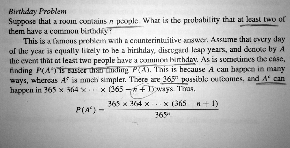 SOLVED: Birthday Problem Suppose that a room contains n people. What is ...