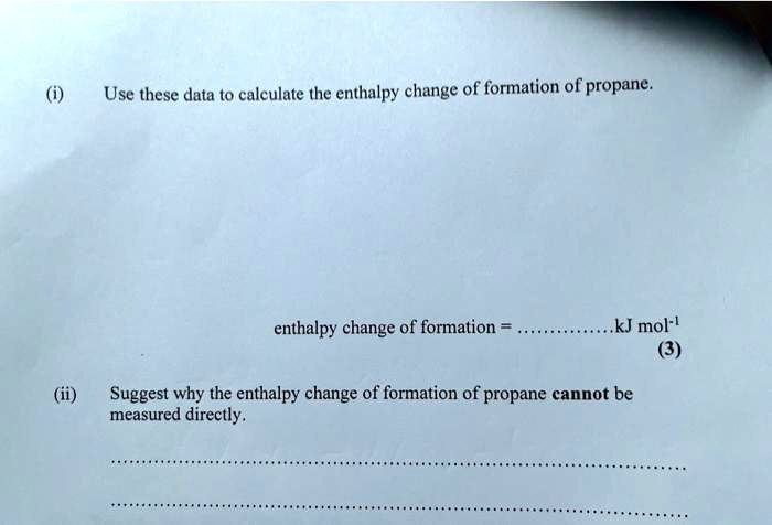 SOLVED: Use these data t0 calculate the enthalpy change of formation of ...