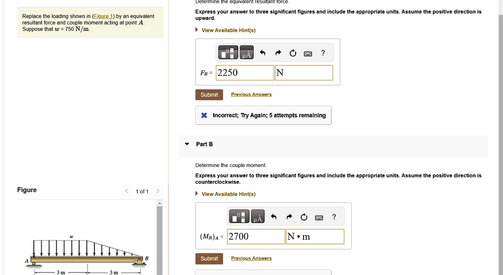 replace the loading shown in figure 1 by an equivalent resultant force and couple moment acting ...
