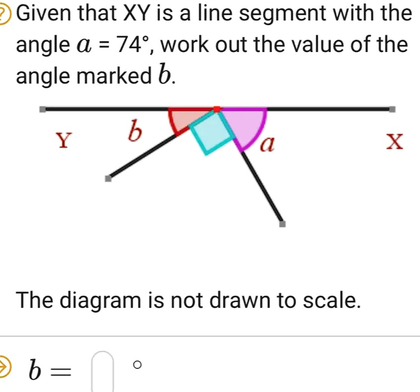 SOLVED: Given that XY is a line segment with the angle = 749, work out ...