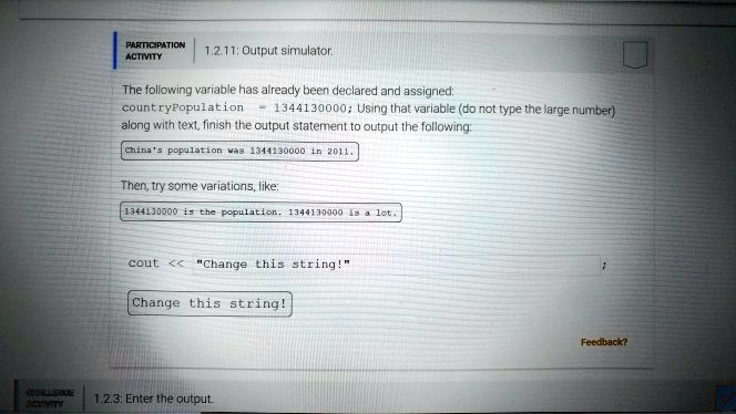 1.2.11: Output simulator. The following variable has already been ...