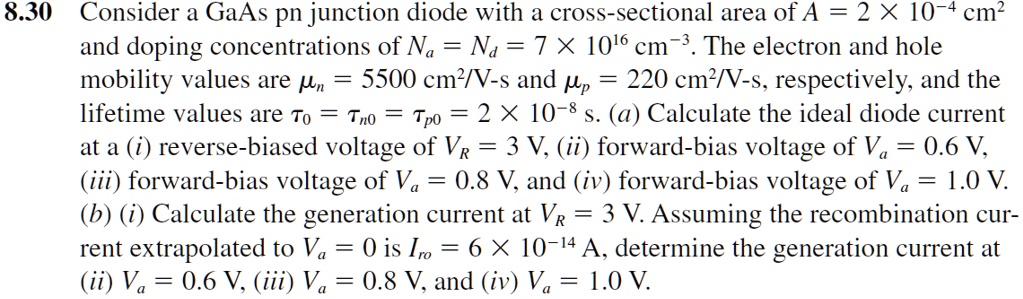 830 consider a gaas pn junction diode with a cross sectional...