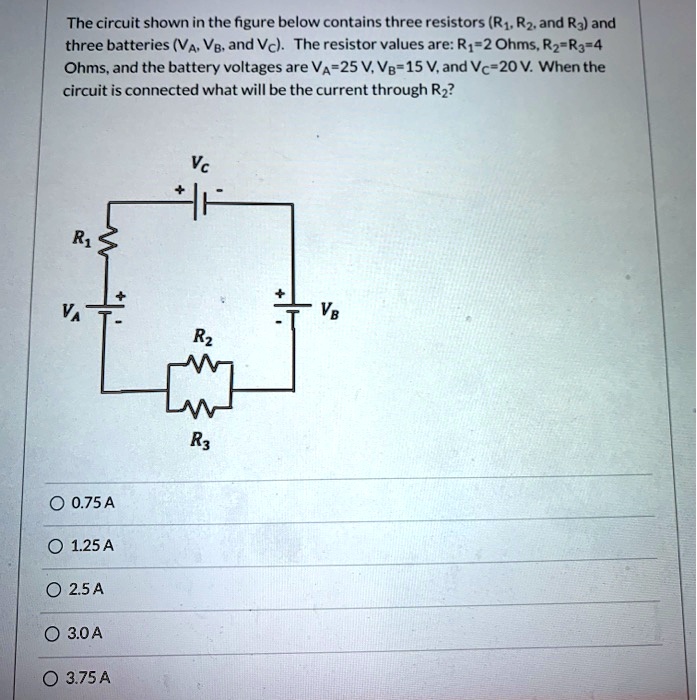 SOLVED: The circuit shown in the figure below contains three resistors (R1, R2, and R3) and ...