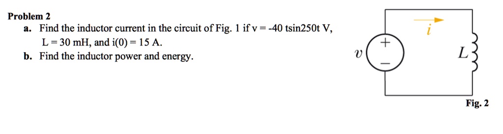 SOLVED: v = -40t sin(250t) V Problem 2a. Find the inductor current in ...
