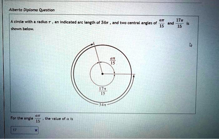 Alberta Diploma Question A circle with a radius r, an indicated arc ...