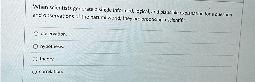 When scientists generate a single informed, logical, and plausible ...