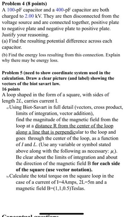 problem 8 points a 100 pf capacitor and a 400 pf capacitor are both charged to 200 kv they are ...