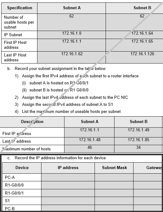 SOLVED: Given the details in the upper part of the picture, what IP addresses, subnet masks, and ...