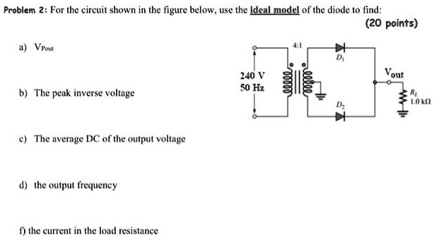 SOLVED: Problem 2: For the circuit shown in the figure below, use the ...
