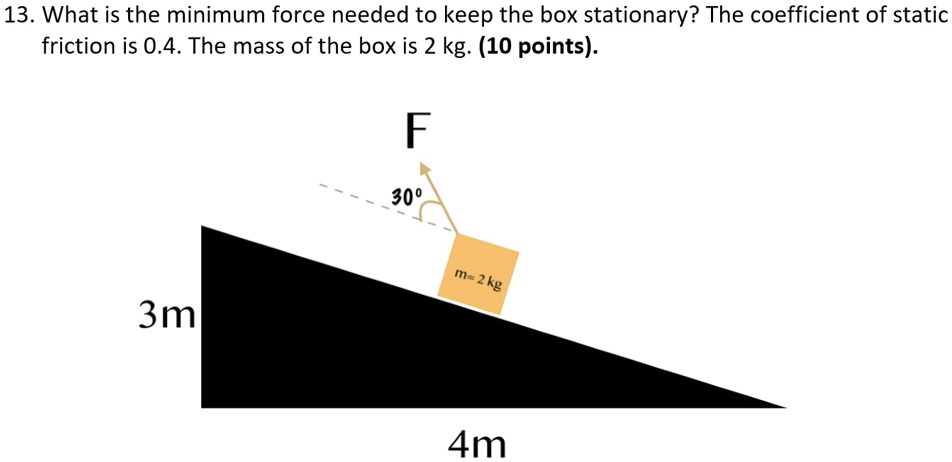 13 what is the minimum force needed to keep the box stationary the ...