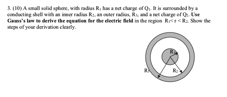 3 10 a small solid sphere with radius ru has a net charge of q1 it is surrounded by a conducting ...