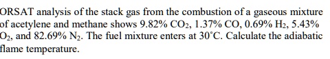 ORSAT analysis of the stack gas from the combustion of a gaseous ...