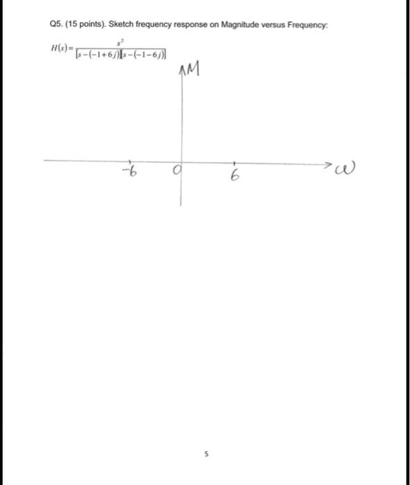 SOLVED: Q5. (15 points) Sketch frequency response on Magnitude versus ... SOLVED: Q5. (15 points) Sketch frequency response on Magnitude versus ...