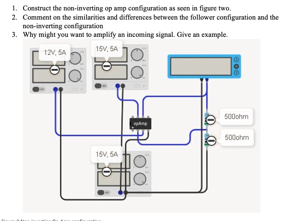 SOLVED: Construct the non-inverting op-amp configuration as seen in Figure 2. Comment on the ...