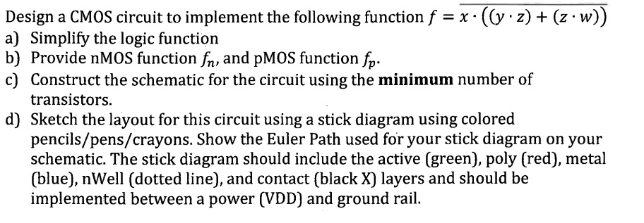 Solved Vlsi Design Cmos Circuit Implementation And Layout Design A Cmos Circuit To Implement