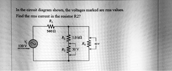 In the circuit diagram shown, the voltages marked are rms values. Find ...