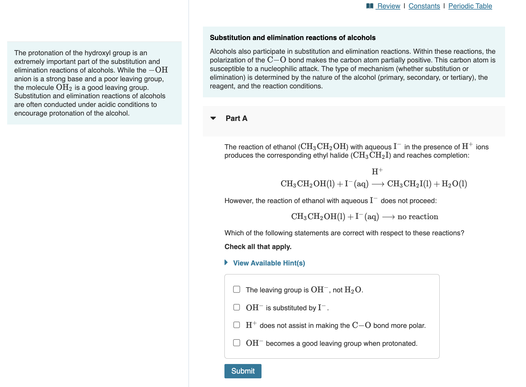 review i constants i periodic table the protonation of the hydroxyl group is an extremely ...
