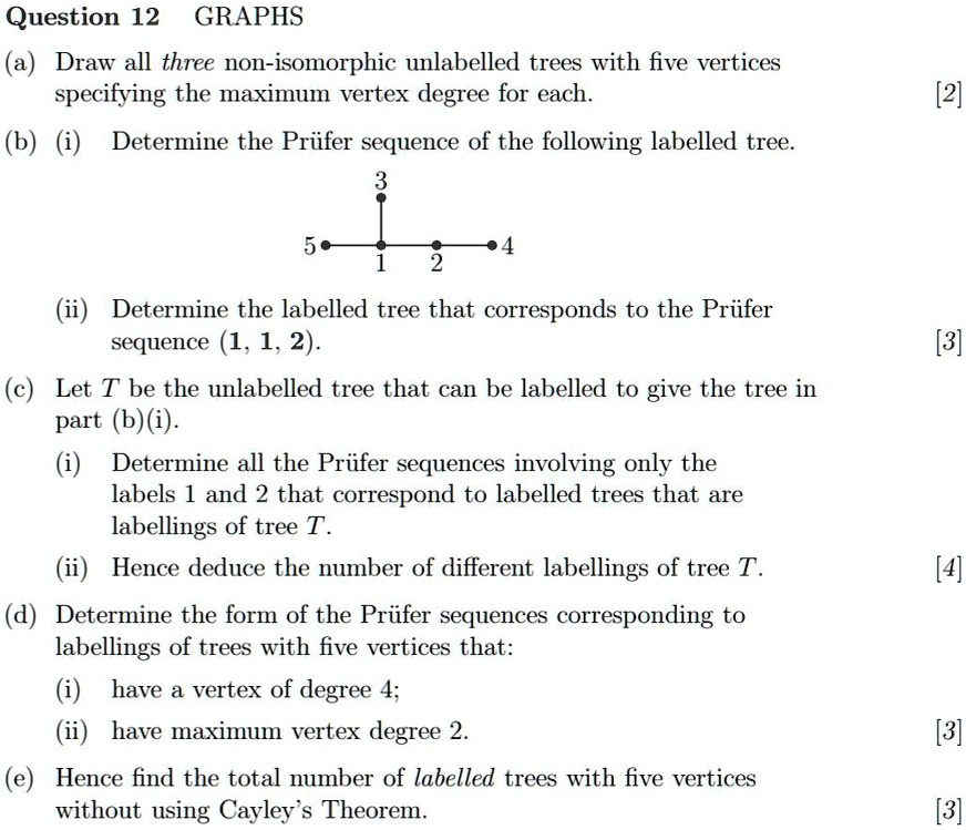 SOLVED: Question 12: GRAPHS Draw all three non-isomorphic unlabelled ... SOLVED: Question 12: GRAPHS Draw all three non-isomorphic unlabelled ...