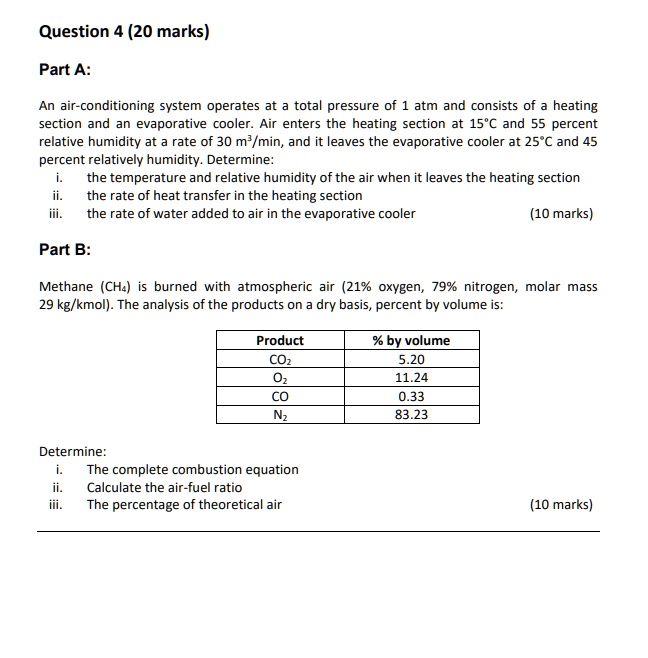SOLVED: Question 4 (20 marks) Part A: An air-conditioning system ...