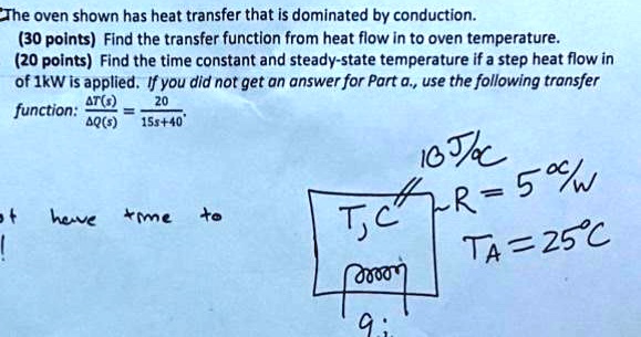 The oven shown has heat transfer that is dominated by conduction. (30 ...