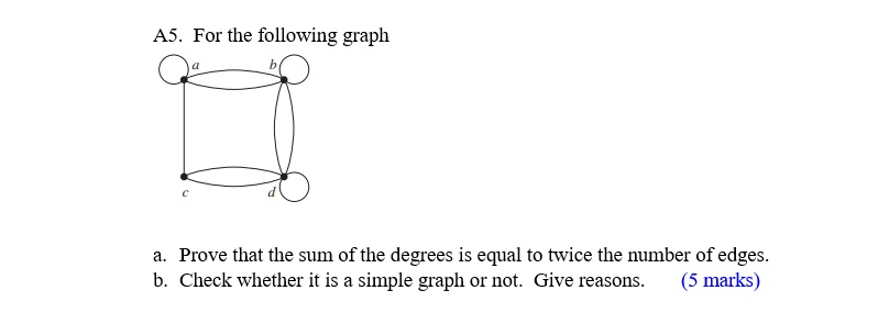 as for the following graph prove that the sum of the degrees is equal to twice the number of ...