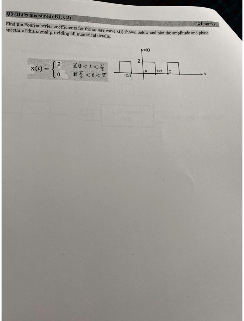 SOLVED: Q3 (ILOs measured: B1, C2) [24 marks] Find the Fourier series ...