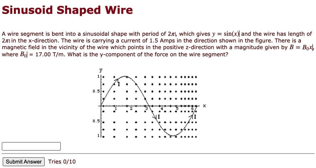 SOLVED: Sinusoid Shaped Wire A wire segment is bent into a sinusoidal ...