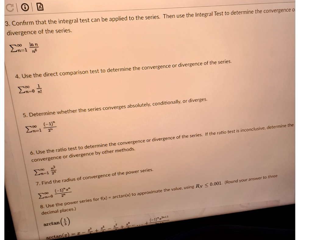 SOLVED:C| 0|0 Then use the Integral Test to determine the convergence 3 ...