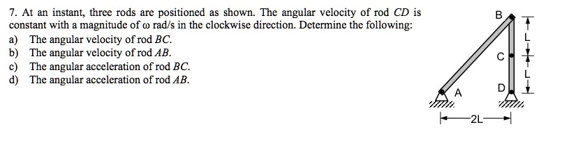 SOLVED: 7. At an instant, three rods are positioned as shown. The angular velocity of rod CD is ...