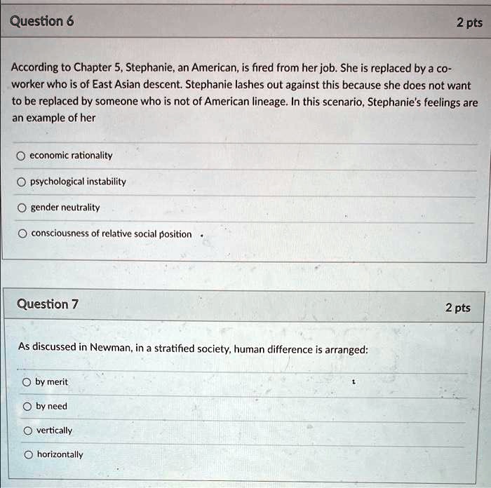 SOLVED: According to Chapter 5, Stephanie, an American, is fired from ... SOLVED: According to Chapter 5, Stephanie, an American, is fired from ...