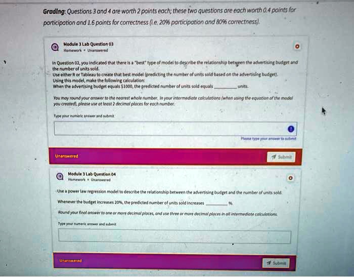 SOLVED: Grading Questions 3 and 4 are worth 2 points each. These two ...