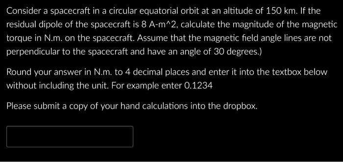 SOLVED: Consider a spacecraft in a circular equatorial orbit at an ...
