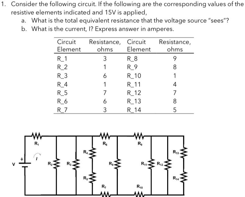 SOLVED: Consider the following circuit: If the following are the ...