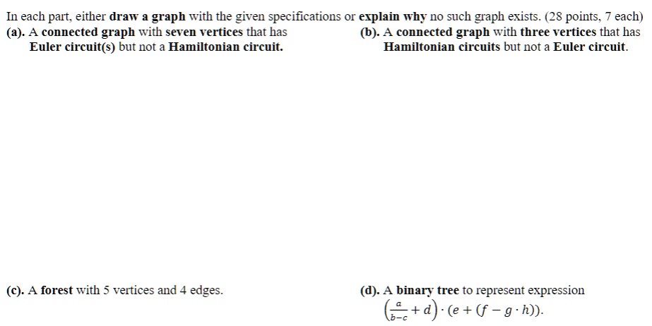 Solved Please Do C And D At Least In Each Part Either Draw A Graph With The Given