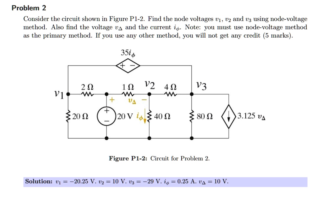 problem 2 consider the circuit shown in figure p1 2 find the node voltages v1 v2 and v3 using ...