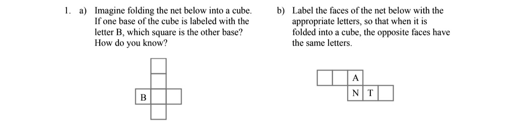 Imagine folding the net below into a cube if one base of the...