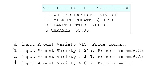 SOLVED: [SAS]: Which one of the following INPUT statements correctly ...