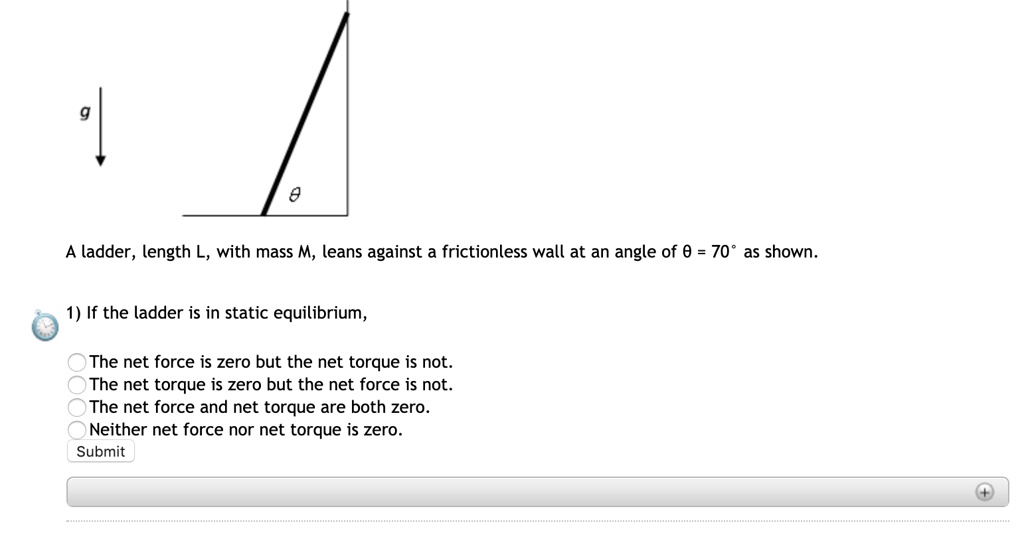 SOLVED: 'A ladder, length l, with mass m, leans against a frictionless ...