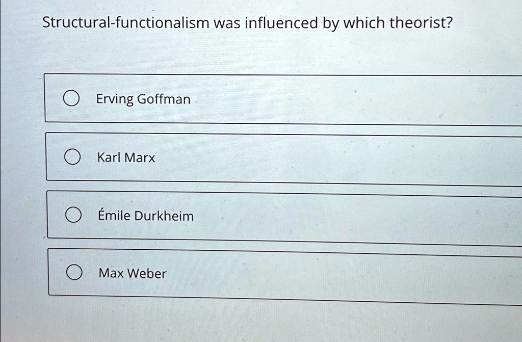 Structural-functionalism was influenced by which theorist? Erving ...