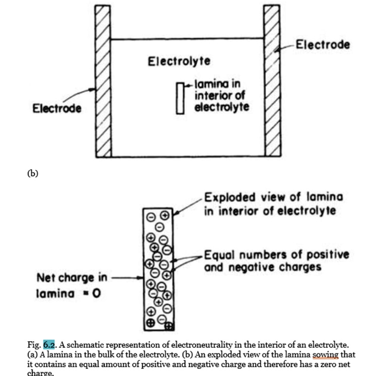 Electrode (b) Net charge in lamina = O Electrolyte lamina in interior ...