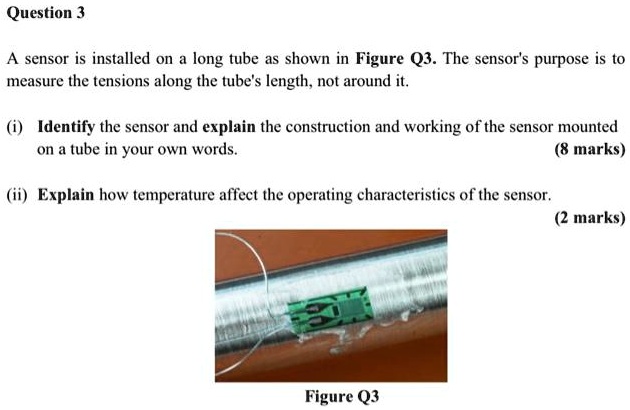SOLVED: Question 3 A sensor is installed on a long tube as shown in Figure Q3. The sensor's ...