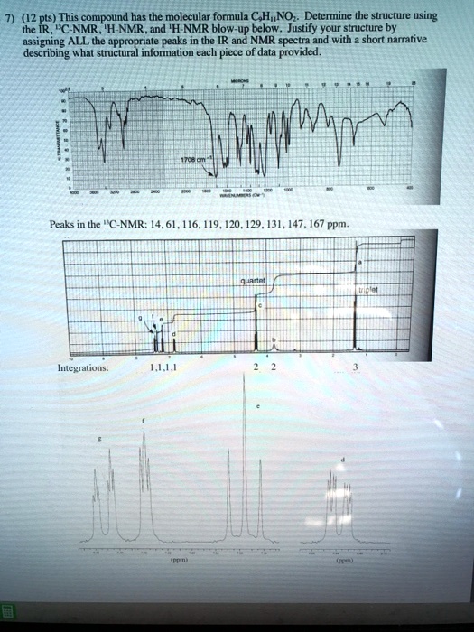 SOLVED: This compound has the molecular formula CH3NO2. Determine the structure using the IR, C ...