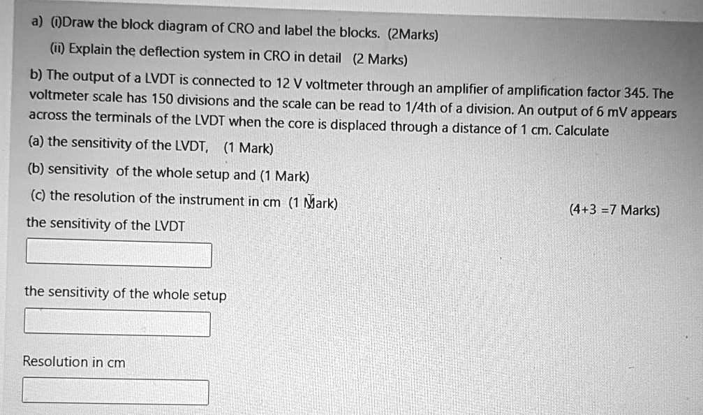 a) Draw the block diagram of a CRO and label the blocks. (2 Marks ...