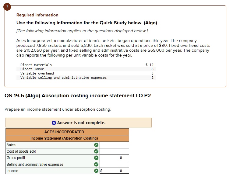 required information use the following information for the quick study ...