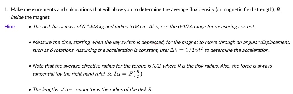 Make measurements and calculations that will allow you to determine the ...