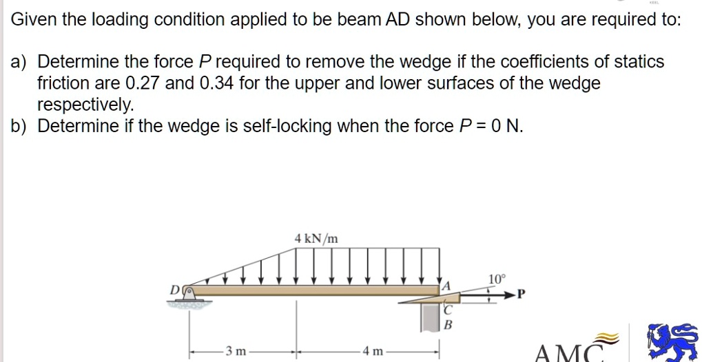 SOLVED: Texts: Given the loading condition applied to the beam AD shown ...