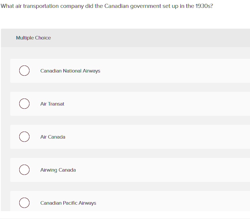 what air transportation company did the canadian government set up in ...