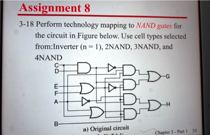 SOLVED: Assignment 8 3-18: Perform technology mapping to NAND gates for ...
