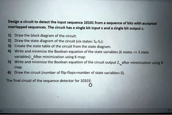 SOLVED: Design a circuit to detect the input sequence 10101 from a sequence of bits with ...